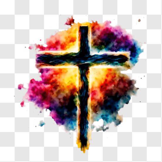 Download Colorful Christian Cross with Jesus Christ Image PNGs Online ...