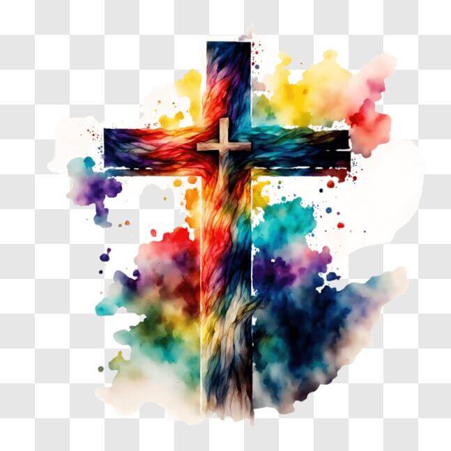 Download Colorful Cross with Watercolor Splashes PNGs Online - Creative ...