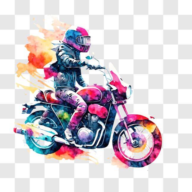 Download Motorcycle Ride with Colorful Background PNGs Online ...
