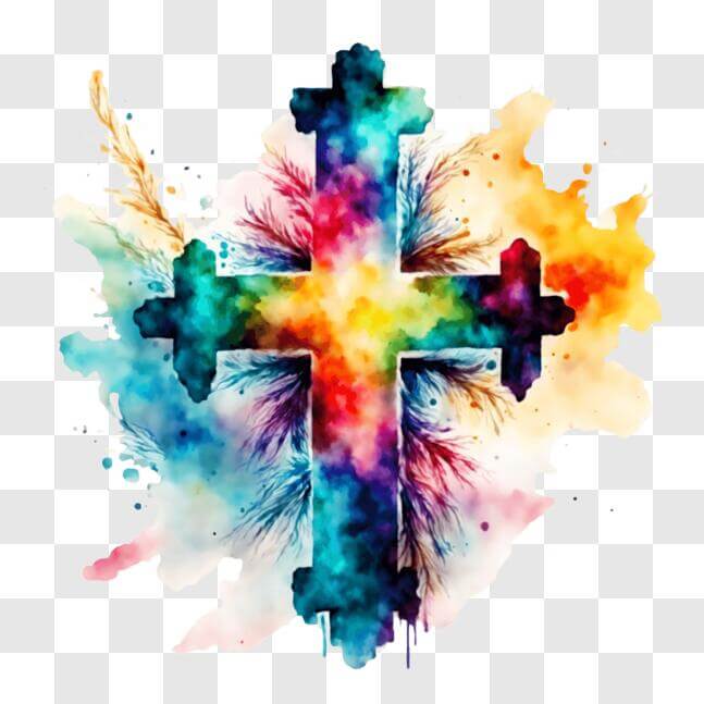 Download Colorful Cross with Paint Splashes Background PNGs Online ...