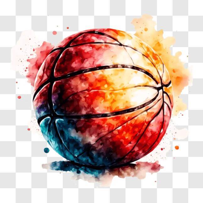 Download Colorful Basketball Ball with Watercolor Splashes PNGs Online ...
