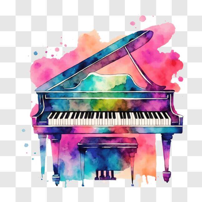 Download Colorful Grand Piano Painting for Home or Office Decor PNGs ...