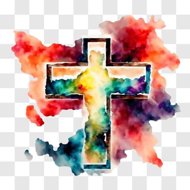 Baixe Design de Cruz Colorida em Aquarela PNGs - Creative Fabrica