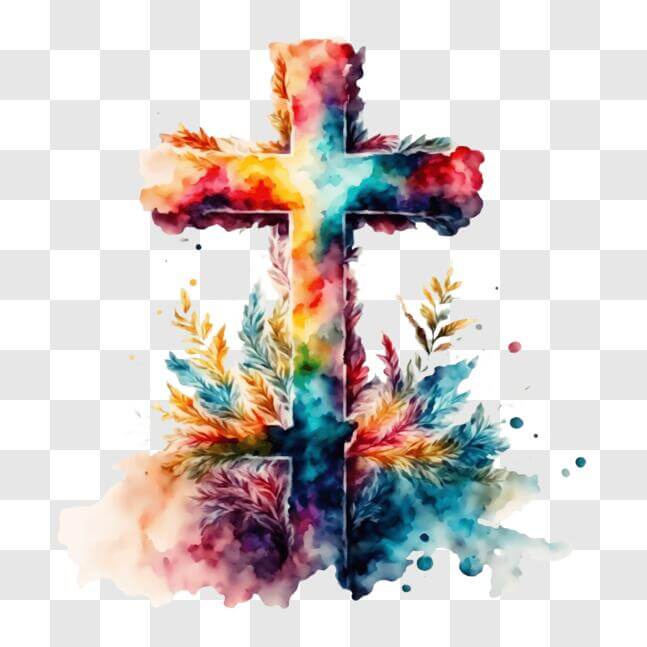 Download Colorful Cross with Flowers and Leaves PNGs Online - Creative ...