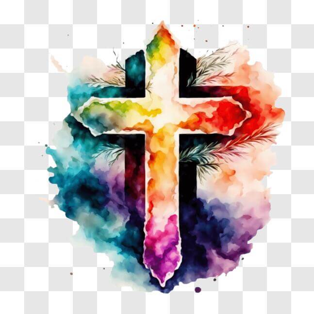 Download Colorful Cross with Watercolor Splashes PNGs Online - Creative ...