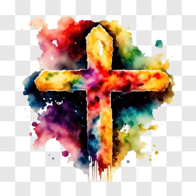 Download Colorful Paint Splatter Cross - Religious Artwork PNGs Online ...