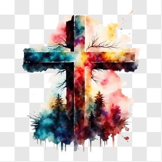 Download Colorful Christian Cross with Jesus Christ Image PNGs Online ...