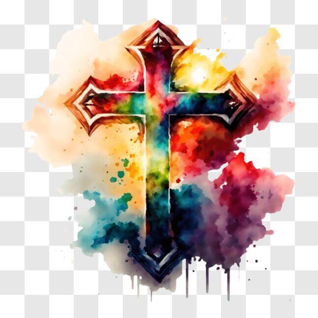 Download Colorful Cross with Watercolor Splashes PNGs Online - Creative ...