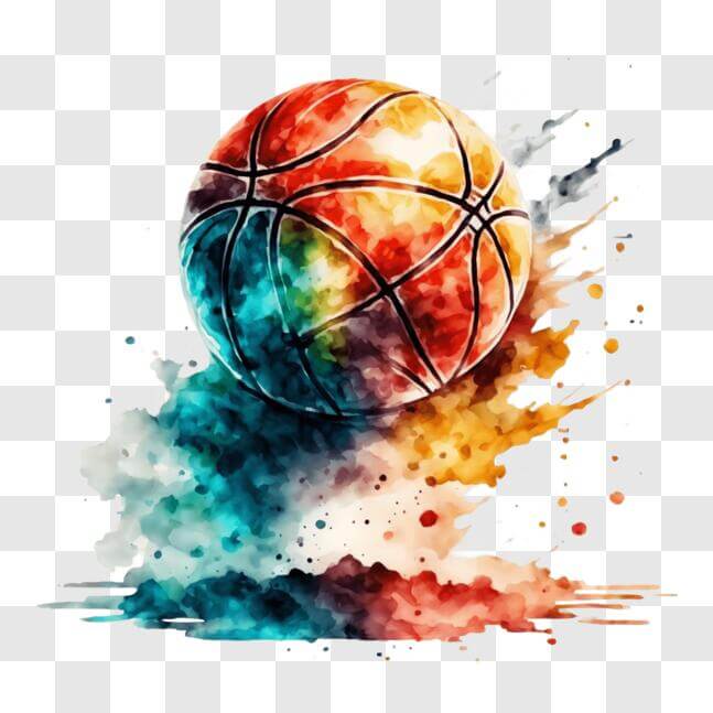 Download Colorful Basketball Ball with Watercolor Paint Splash PNGs ...