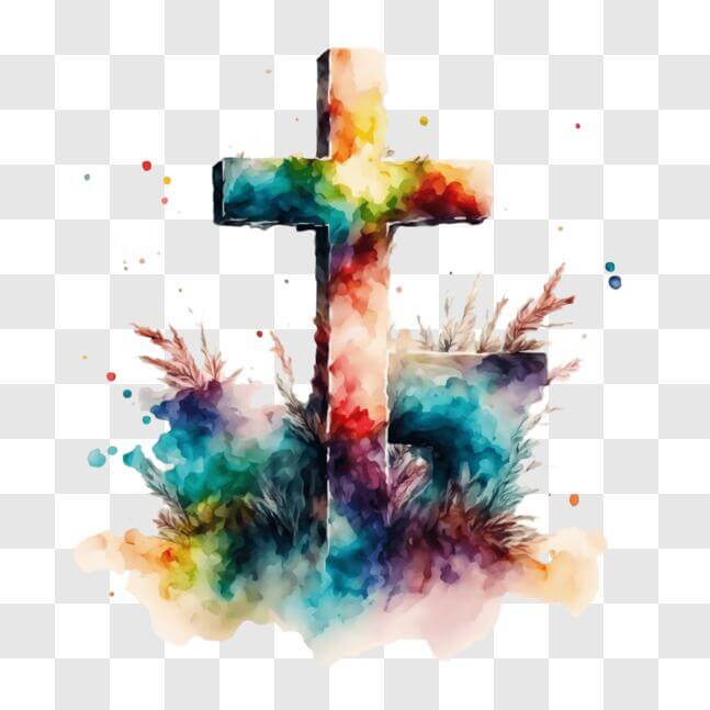 Download Colorful Cross on a Meadow of Flowers PNGs Online - Creative ...
