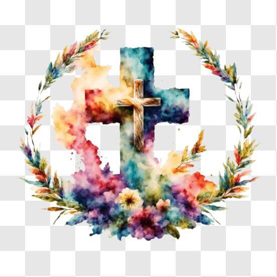 Download Colorful Christian Cross with Jesus Christ Image PNGs Online ...