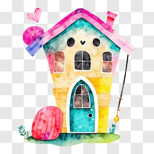 Download Colorful House with Hearts and Fishing Rod PNGs Online ...