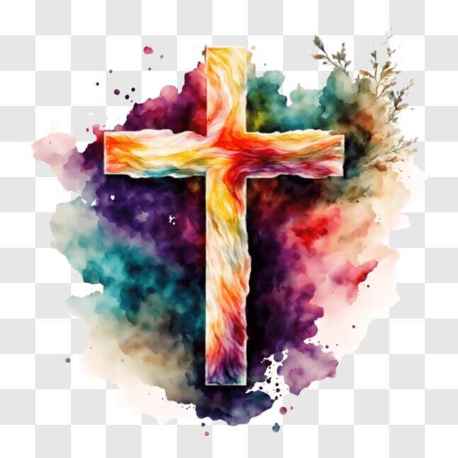 Baixe Pintura Colorida de Cruz Abstrata em Aquarela PNGs - Creative Fabrica