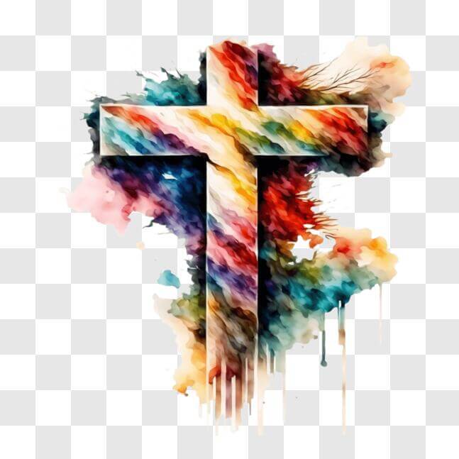 Download Colorful Cross with Paint Splatters and Drips PNGs Online ...