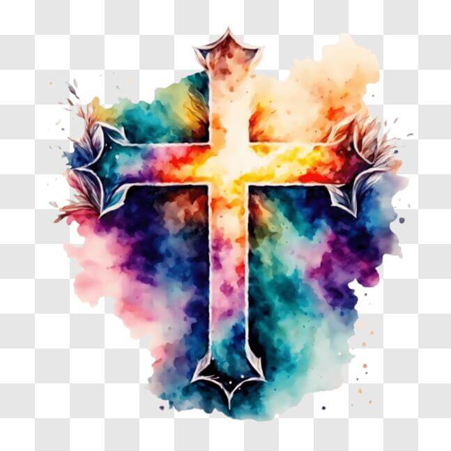 Download Colorful Cross with Watercolor Splashes PNGs Online - Creative ...