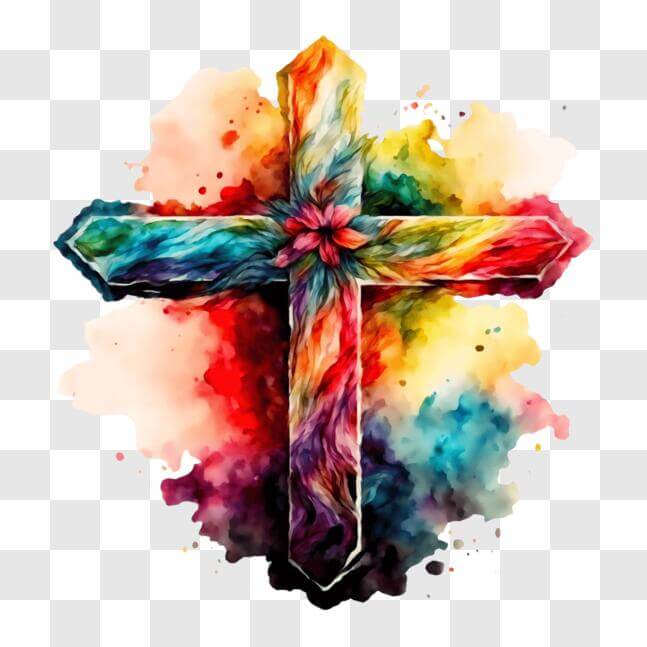 Download Colorful Cross with Flower - Religious Symbol of Love and ...