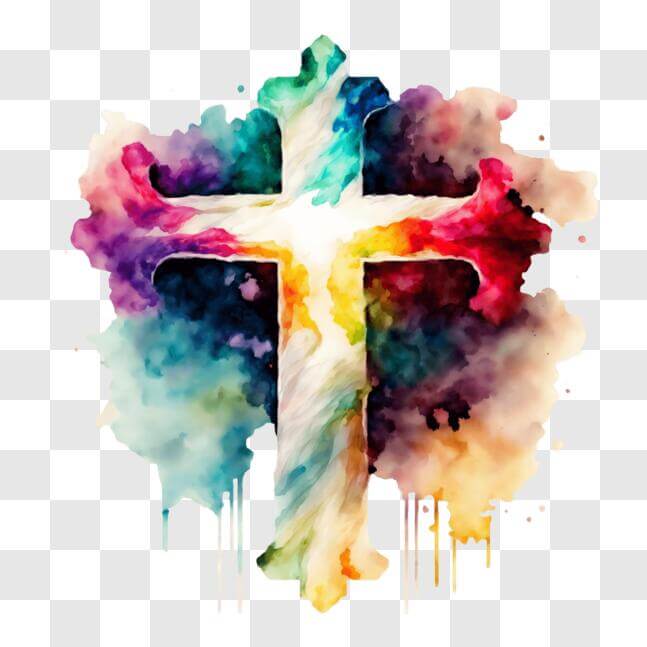 Download Colorful Paint Splatter Cross - Symbol of Christianity PNGs ...