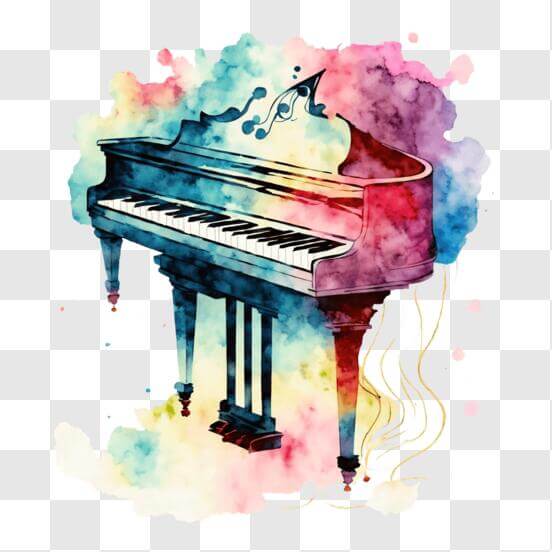 Download Watercolor Piano with Open Book and Music Notes PNGs Online ...