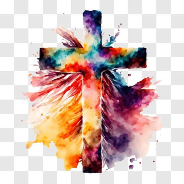 Download Colorful Cross with Water Splashes - Religious Symbol and ...