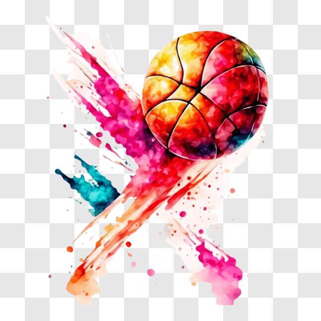 Download Abstract Basketball Ball with Colorful Paint Splashes PNGs ...