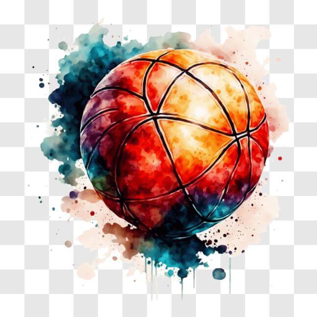 Download Colorful Basketball Ball with Watercolor Splashes Background ...