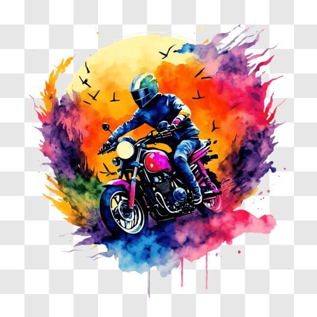 Télécharger Peinture abstraite colorée de motard à moto PNGs En Ligne ...