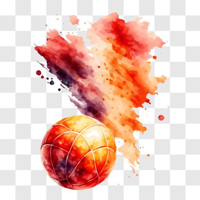 Download Floating Basketball Ball with Colorful Paint Splashes PNGs ...