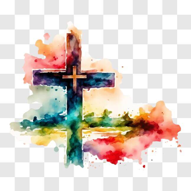 Download Abstract Watercolor Cross representing Christian faith PNGs ...
