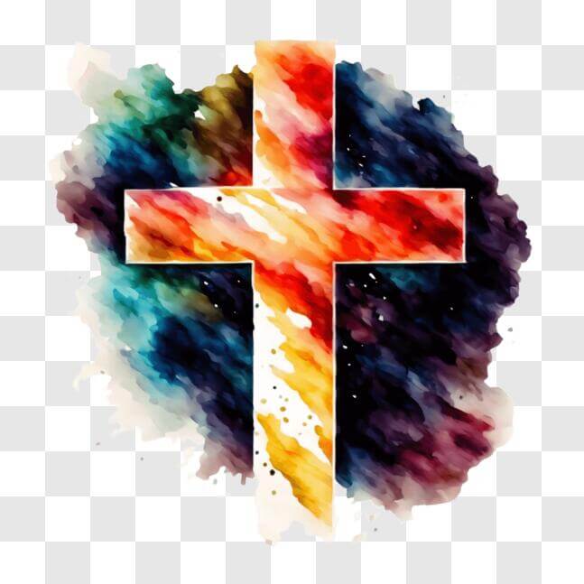Download Colorful Cross with Paint Splashes Background PNGs Online ...