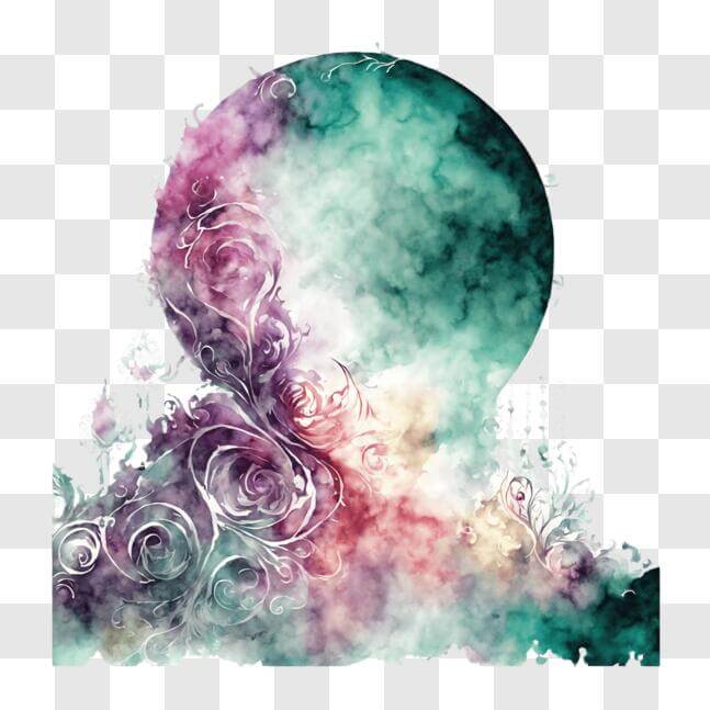 Download Abstract Watercolor Painting of Full Moon with Flowers and ...