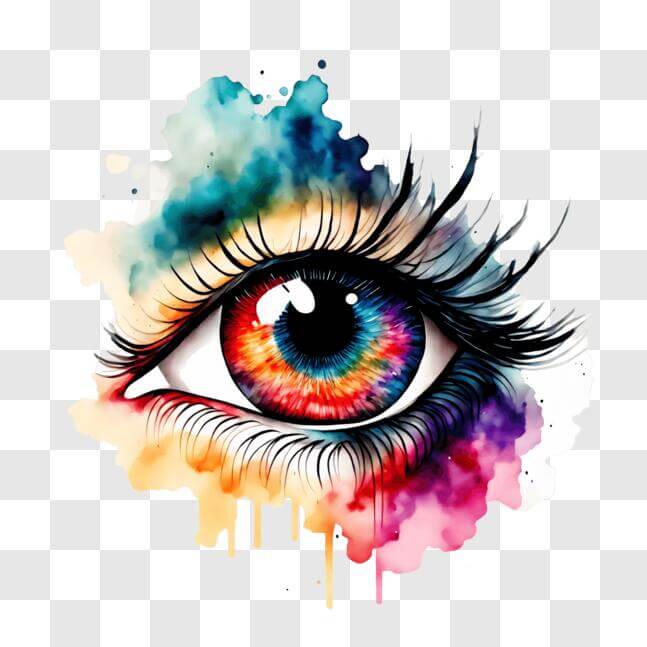 Download Colorful Eye with Dripping Paint on Black Background PNGs ...