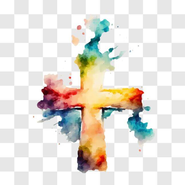 Download Colorful Watercolor Cross as a Symbol of Christian Faith PNGs ...