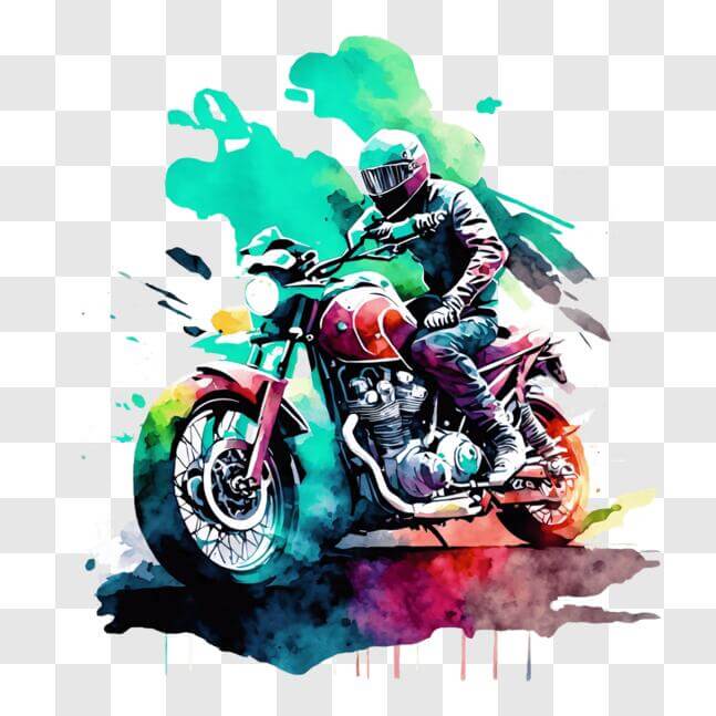 Download Colorful Motorcycle Rider Artwork with Paint Splashes PNGs ...