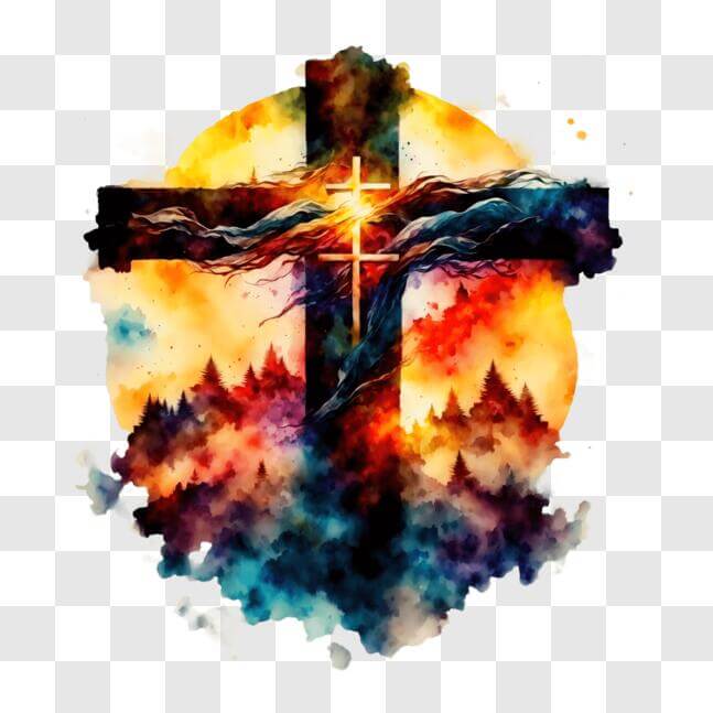 Download Colorful Cross with the Words 'Jesus Christ' PNGs Online ...