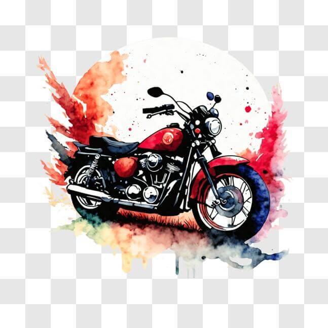 Download Red Motorcycle with Colorful Paint Splashes PNGs Online ...