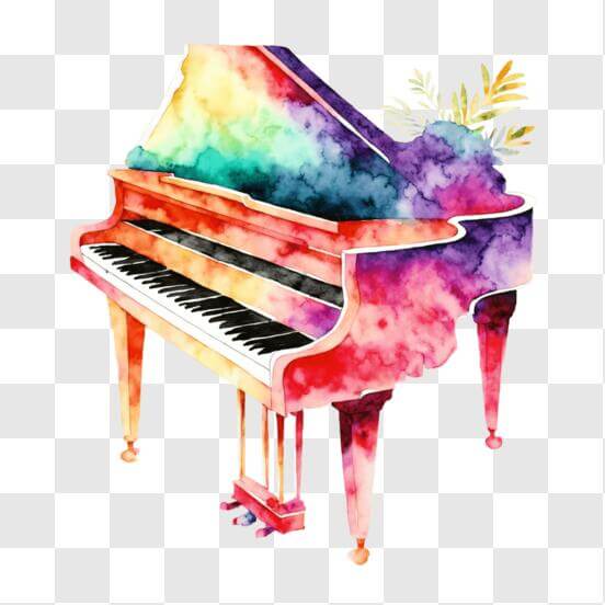Download Colorful Piano Keyboard with Watercolor Splashes PNGs Online ...