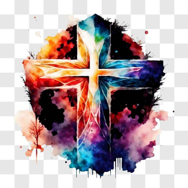 Download Colorful Watercolor Cross on Background PNGs Online - Creative ...