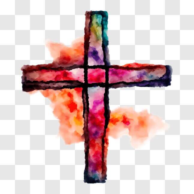 Download Colorful Watercolor Cross for Christian Faith and Decoration ...