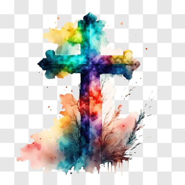 Download Colorful Cross with Paint Splashes - Religious and Spiritual ...