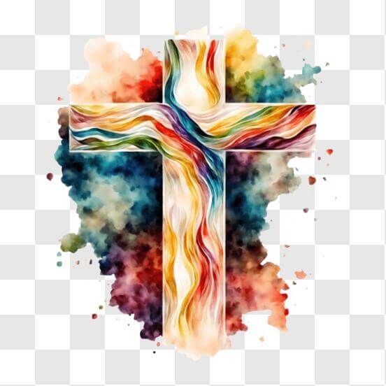 Download Colorful Christian Cross with Jesus Christ Image PNGs Online ...
