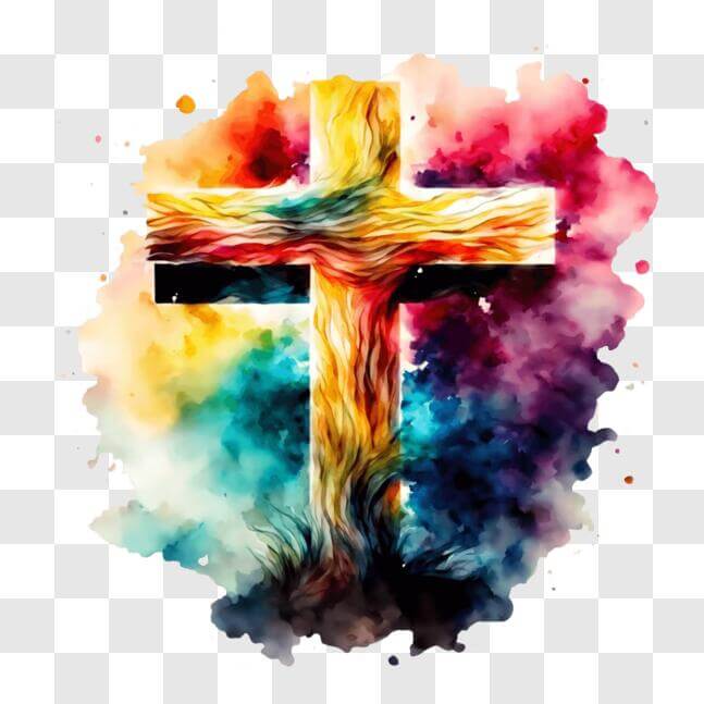 Download Colorful Paint Splashes Cross - Symbol of Christian Faith PNGs ...