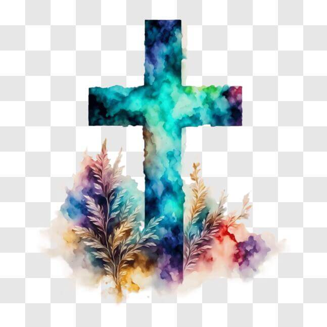 Download Watercolor Cross with Flowers and Grasses PNGs Online ...