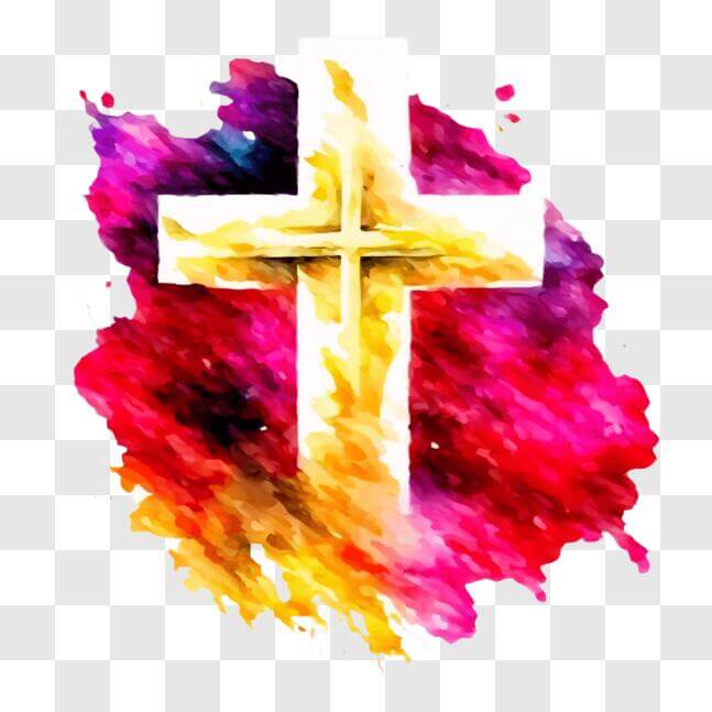 Download Colorful Cross with Watercolor Splashes Background PNGs Online ...