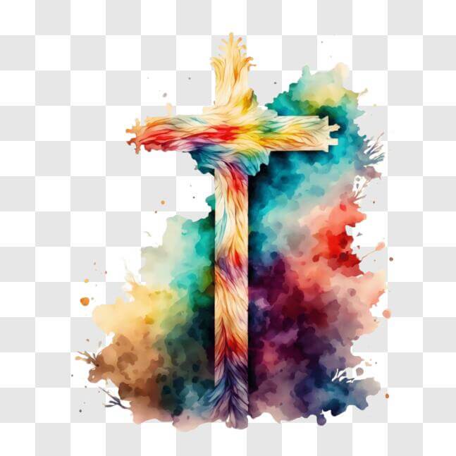 Download Colorful Paint Splashes Cross for Christian Faith PNGs Online ...