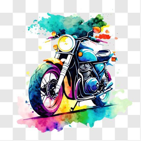 Download Colorful Motorcycle in Abstract Watercolor Splash PNGs Online ...