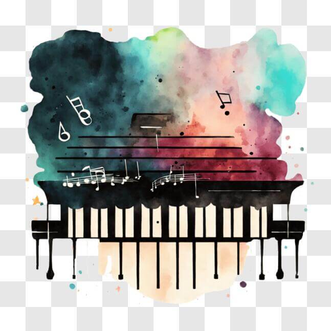 Download Colorful Piano with Musical Notes PNGs Online - Creative Fabrica