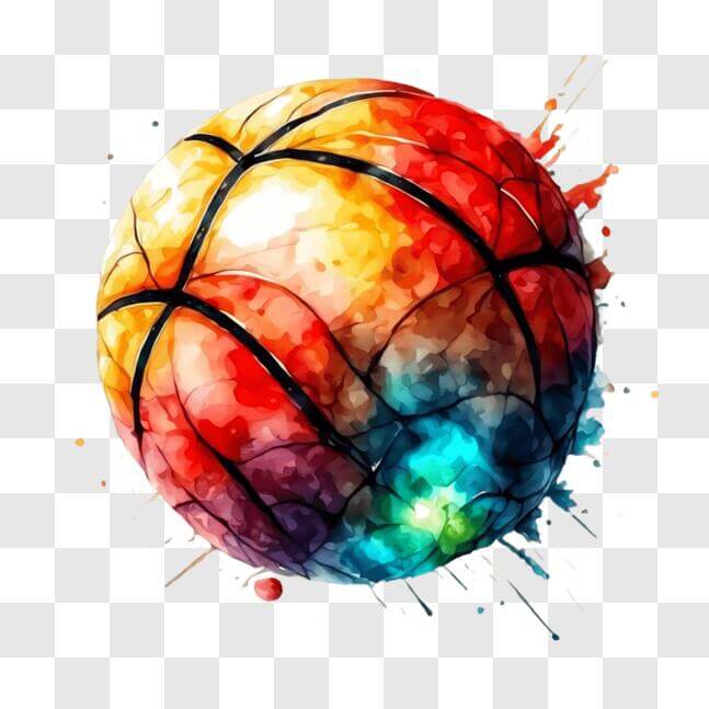 Download Colorful Basketball Ball with Paint Splatters PNGs Online ...