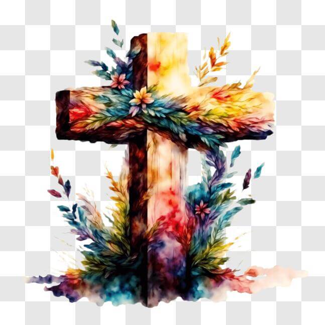 Download Colorful Cross with Flowers for Easter and Religious ...