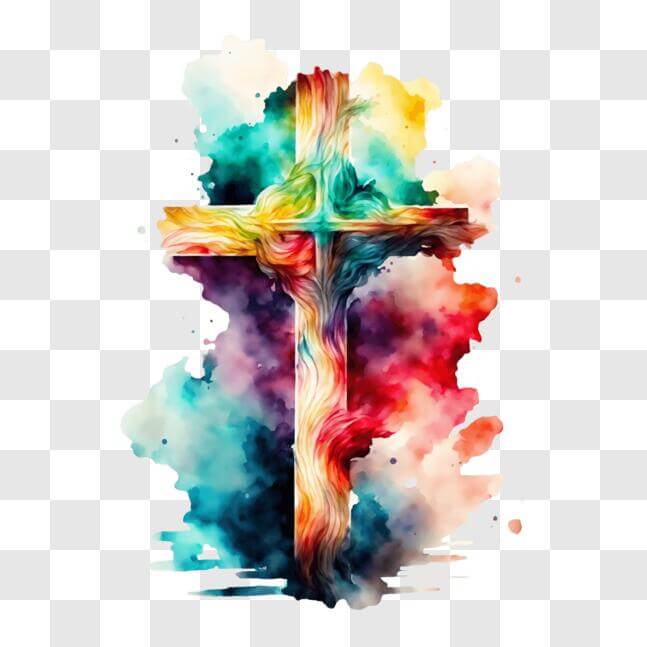 Download Colorful Paint Splashes Cross - Symbol of Christian Faith PNGs ...