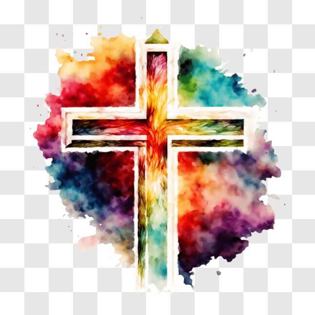 Download Colorful Cross with Paint Splashes PNGs Online - Creative Fabrica